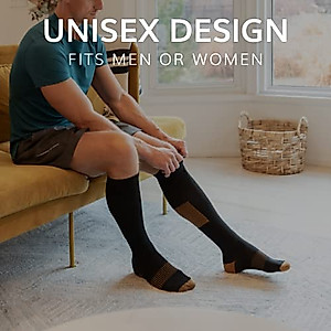BraceAbility Compression Socks - Copper-Infused Medical Stockings for Anti-Embolism Inflammation, Pregnancy Pain, Varicose Spider Veins, Travel, Flights, Running, Diabetic Adult Relief (L/XL Pair)