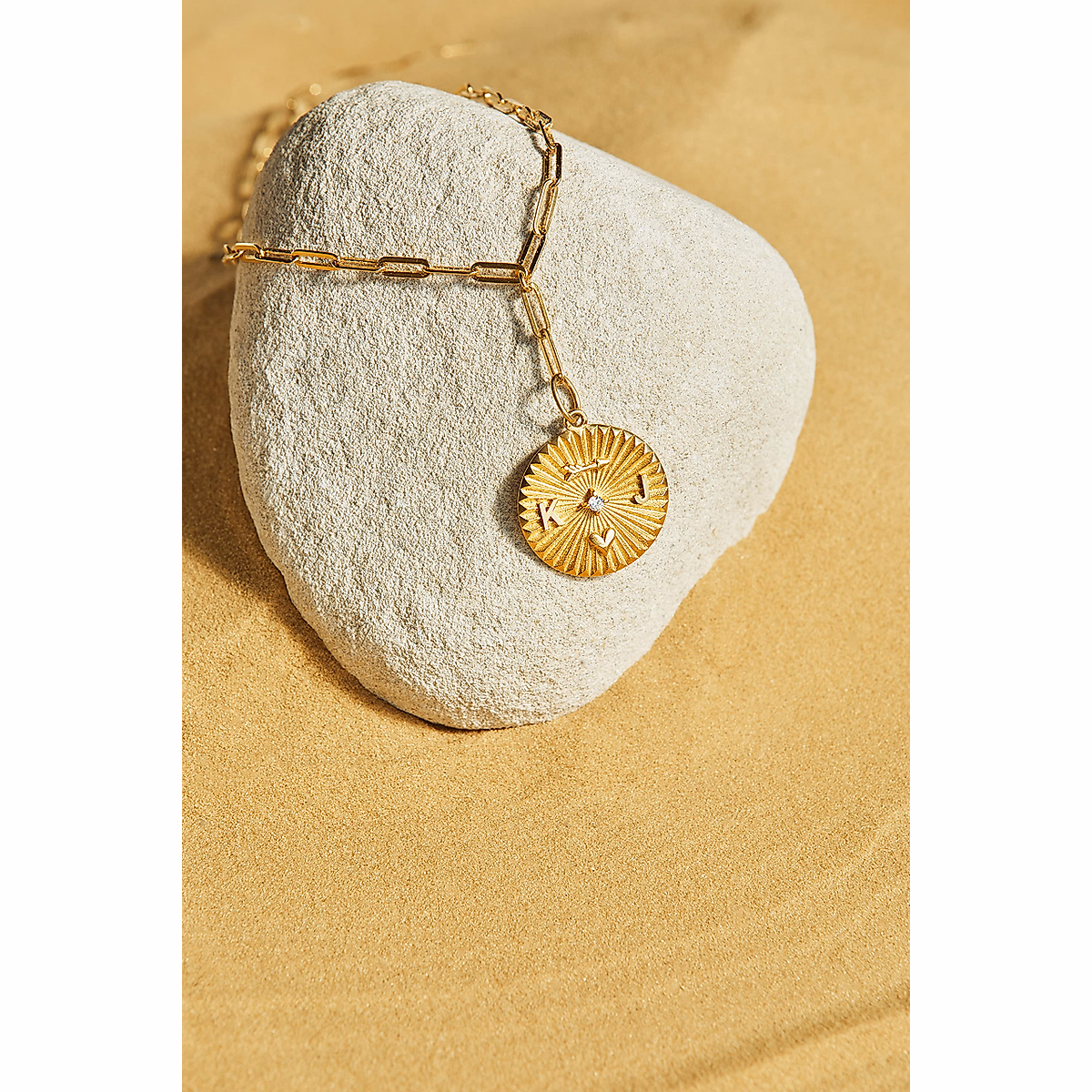 Oak & Luna - Personalized Tyra Medallion Collection with Diamond Option - Designer Gift for Her, Women, Wife - Luxury Jewelry for Mother's Day, Christmas, Anniversary (Initial Medallion - Gold Vermeil, With Diamond)