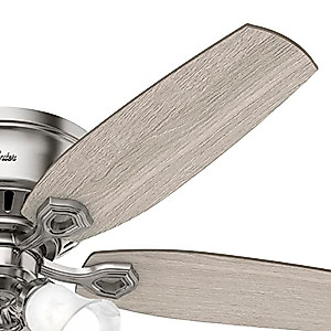 Hunter Fan Company Builder 52-inch Indoor Brushed Nickel Traditional Ceiling Fan With Bright LED Light Kit, Pull Chains, and Reversible WhisperWind Motor Included