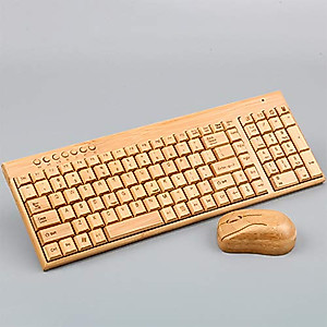 unband Bamboo Keyboard Mouse Wireless Combo Set for Laptop PC Office USB Plug and Play Natural Mice Keyboard Novelty