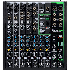 Mackie ProFX10v3 10-Channel Sound Reinforcement Mixer with Built-In FX, Gator Cases G-MIXERBAG-1515 Mixer Bag & Stereo Cable 10' Bundle