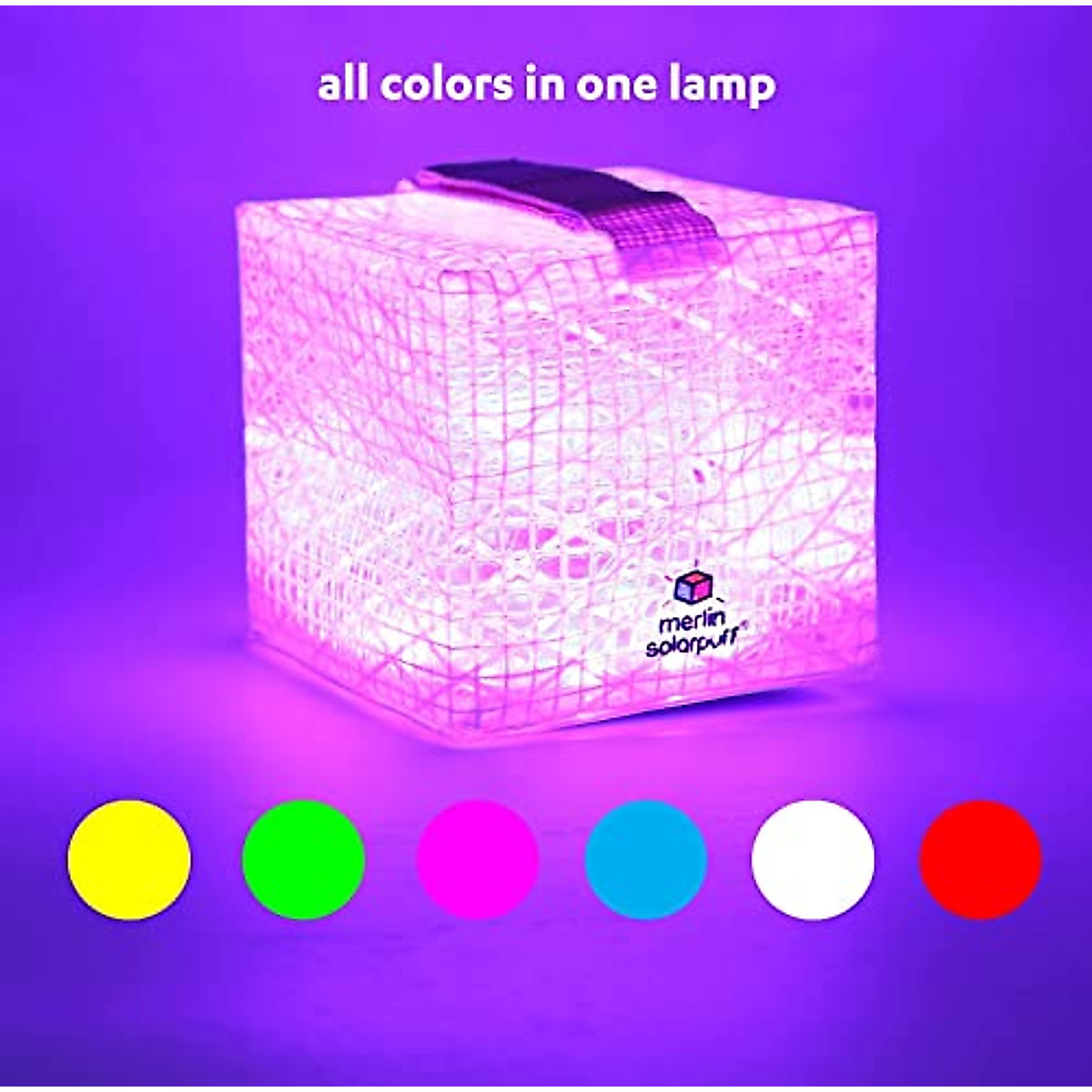 Solight Design Solar Puff Merlin, Rechargeable Color Changing Solar Lantern - Collapsible LED Camping Lantern, Easy Open and Fold, Extreme Weather-Tested (Multicolored)