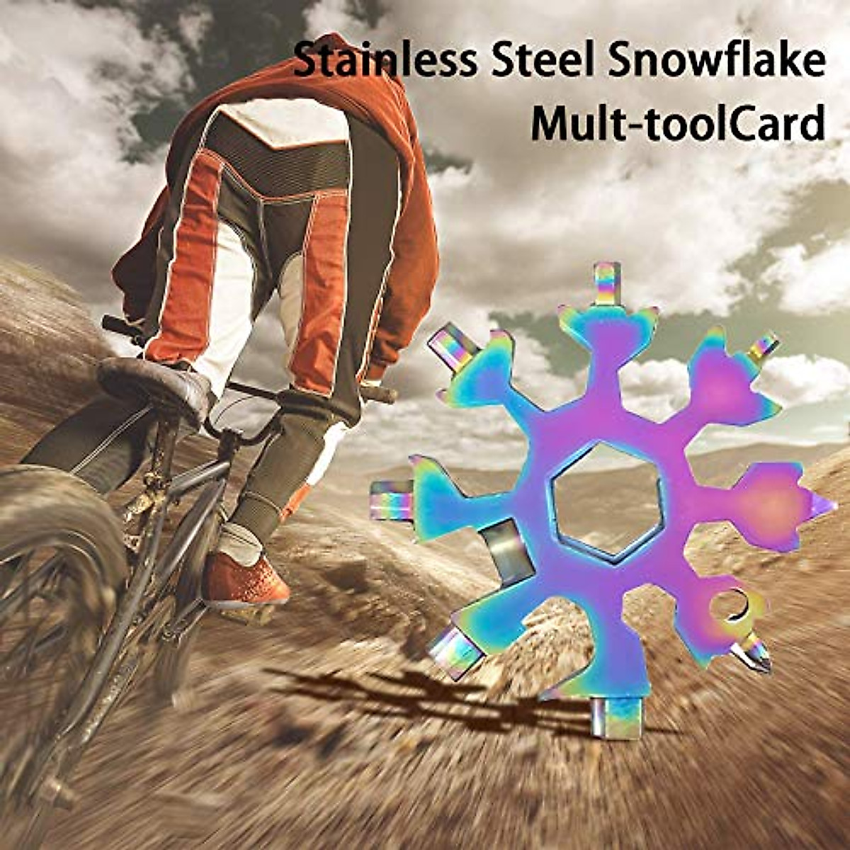18-in-1 Snowflake Multi-Tool, Stainless Steel Snowflake Multi-Tool Snowflake Tool Card 18-in-1 Multi-Tool Card Compact Snowflake Tool Multi Instrument Snowflake Tool Color+Gift