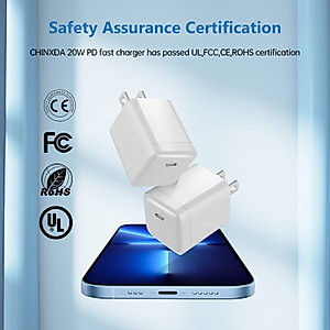 Adaptive Fast Charger, CHINXDA 2-Pack 20W USB C Power Adapter PD3.0 Type C Wall Charger Block Box Cube Brick Plug for iPhone 13/12/11 /Pro Pro Max/SE,iPad,AirPods,Sumsung Galaxy, Smart Android Phones