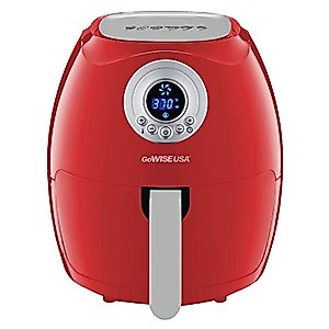 GoWISE USA 3.7-Quart Digital Air Fryer + 50 Recipes, Red, Qt