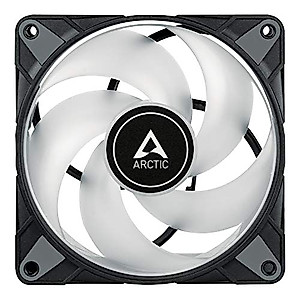 ARCTIC P12 PWM PST RGB - PC Fan, 120mm PWM Case Fan Optimized for Static Pressure, Semi-Passive: 200–2000 RPM (0 RPM <5%), 12V 4 pin RGB LED, Single Fan - Black