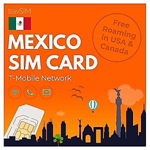 travSIM Mexico SIM Card | T-Mobile Network | 5GB Mobile Data | Free Roaming USA & Canada | Mexico SIM Card Prepaid has Unlimited National Calls & Texts | SIM Card Mexico 7 Days
