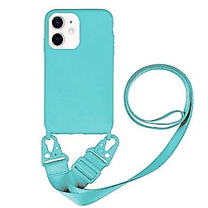 UnnFiko Silicone Case Compatible with iPhone Xs Max, Adjustable Crossbody Necklace, Lanyard Neck Strap Protective Case Cover (Ice Blue, iPhone Xs Max)