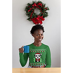 Animal World Ugly Christmas Shirts for Women, Adults Xmas T Shirt, Long Sleeve Panda Tee, Holiday Graphic Tees, Festive Tops Ideal for Parties and Seasonal Casual Wear, Green, Large