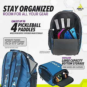 JOOLA Pickleball Bag - Vision II Deluxe Pickleball Backpack - Large Paddle Bag Fits 4 Pickle Ball Paddles & Gear - Includes Fence Hook, Extra Pockets, Ventilated Shoe Storage