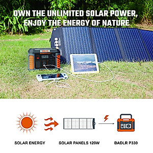 Baldr Solar Generator Kit，330W Portable Power Station with 120W Solar Panel Included Ideal for Home Backup, Emergency, Outdoor Camping.