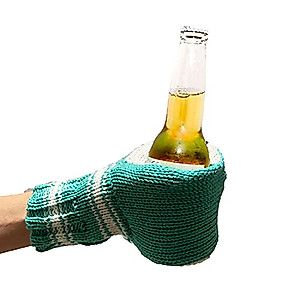 Suzy Kuzy Beer Mitt (OFFICIAL) - Knit Beer Mitt :: Green / White