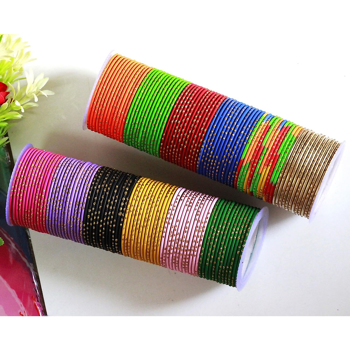 Ratna creation Bollywood Indian Traditional 144 pcs Multi Color Bangle Bracelet Set Women Wedding Partywear Arrangement Costume Jewelry Set (2.6)