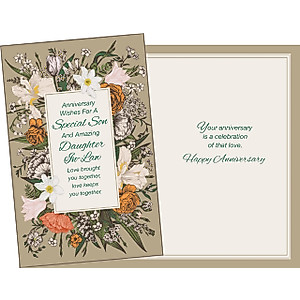 Chuck's Card-O-Rama Son Anniversary Card and Daughter-in-Law - Envelope Included - 5" x 7.75" - Packaged in Extra Sturdy Mailer - 96049
