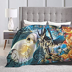 Halloween Blanket The Nightmare Before Christmas Blanket Super Soft Throw Blanket Light Weight Plush Flannel Blankets Living Room Sofa Beding for Kids Adults for All Season 40x50 Inch