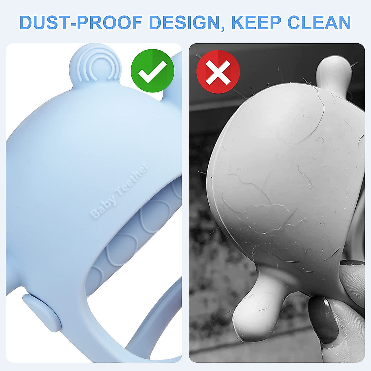 Never Drop Teething Toy for Babies 0-6 Month, Baby Chew Toys for Sucking Needs, Silicone Hand Pacifier for Breast Feeding, Car Seat Toy for Infants, BPA Free, Dust Free