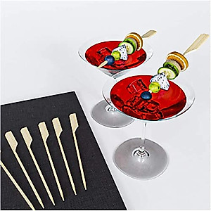 Noa Store Bamboo Skewers 4 Inch, Wooden Paddle Picks, Skewers for Appetizers, Cocktail, Fruit Kabobs, Sandwich, Barbeque Snacks - 200 Count