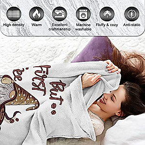 Ivarunner Coffee Gnome Throw Blanket, But First Coffee Blankets for Coffee Lovers, Gnome Gifts for Birthday/Kids/Adults Friends, Spring Gnome Decor Couch Sofa Bed Travel Blankets, 50x60 Inch