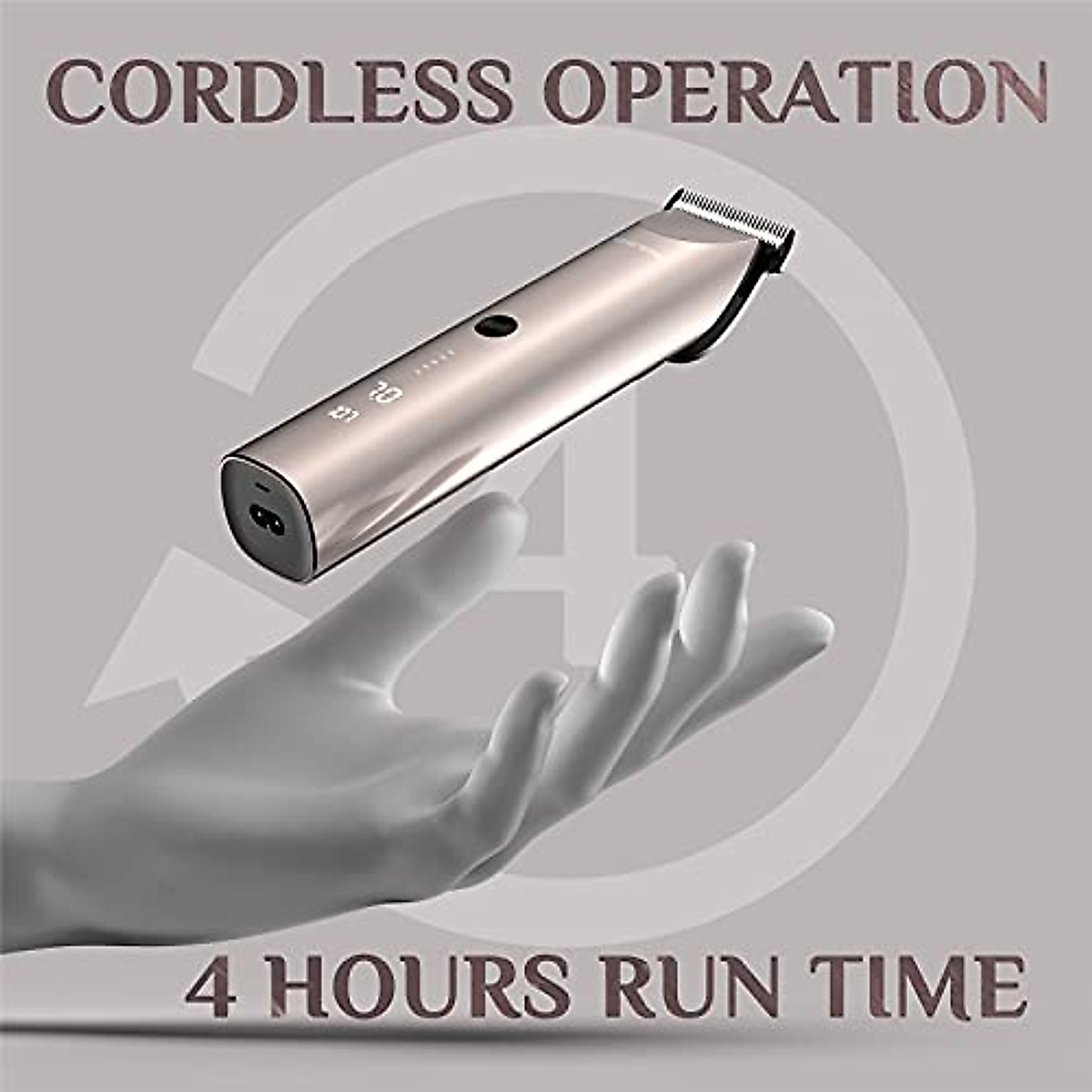 Memorism Blizz CS7 Men’s Cordless Hair Clipper for Home and Barbershop - with T-Blade Clipper and Stainless Steel/Ceramic Blade, 4 Adjustable Length Guards, Waterproof, LED Display (Rose Gold)