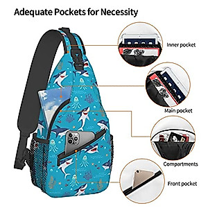 Yrebyou Shark Sling Bag for Women Sling Backpack Waterproof Shoulder Daypack Outdoor Camping Running Climbing
