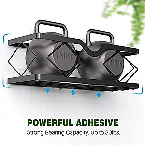 Kadolina 2 Pack Adhesive Shower Caddy Bathroom Shelf, Stainless Steel Shower Organizer Shower Shelves for Inside Shower No Drilling Rustproof Conditioner Shampoo Storage Holder(Black)