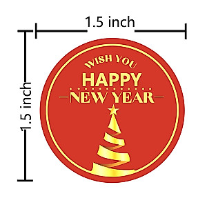 Happy New Year Stickers for Package Seals,Stickers for Cards Envelopes Package Boxes,1.5 Inch 500 Pcs