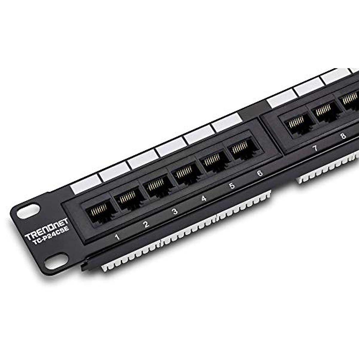 TRENDnet 24-Port Cat5-5e RJ-45 UTP Unshielded Patch Panel, Wallmount or Rackmount, 100Mhz, Color-Coded Labeling, Cat5,Cat5e,Cat4,Cat3 Compatible, 1U Rackmount, Black, TC-P24C5E