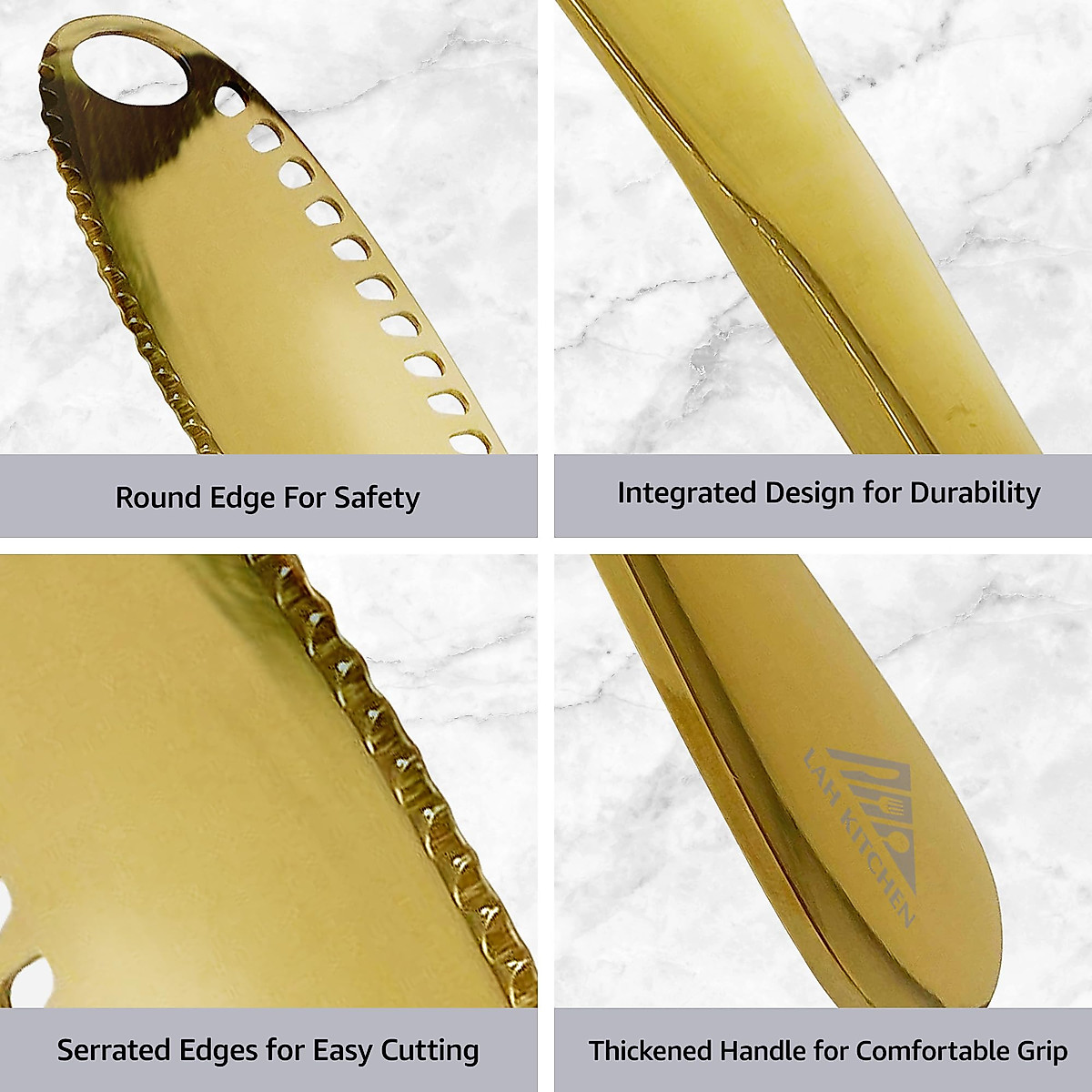 LAH KITCHEN BUTTER SPREADER KNIFE STAINLESS STEEL | 3 in 1 Multifunction Butter Knife Curler Grater | Extra Wide Professional Butter Knife SILVER