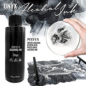 White and Black Alcohol Ink for Resin - Alcohol Ink Black Onyx and White Snow Colors 4-Ounce for Epoxy Resin, Tumblers, Resin Art, Alcohol Ink Paper, 3 Pixiss Needle Tip Applicator Bottles and Funnel