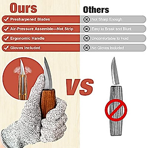 Wood Carving Kit, 19PCS Wood Carving Tools for Beginners Whittling Kit with 3PCS Whittling Knife 11PCS Basswood Blocks & Strop Block & Gloves & & Polishing Compound Wood Carving Set Hobbies for Adults