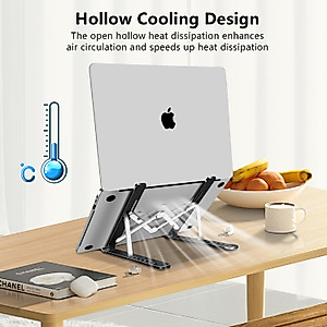 FOBELEC Laptop Stand, Adjustable Ergonomic Portable Aluminum Laptop Holder, Foldable Computer Stand 6 Angles Anti-Slip Laptop Riser Compatible with 9-16 inch Laptops