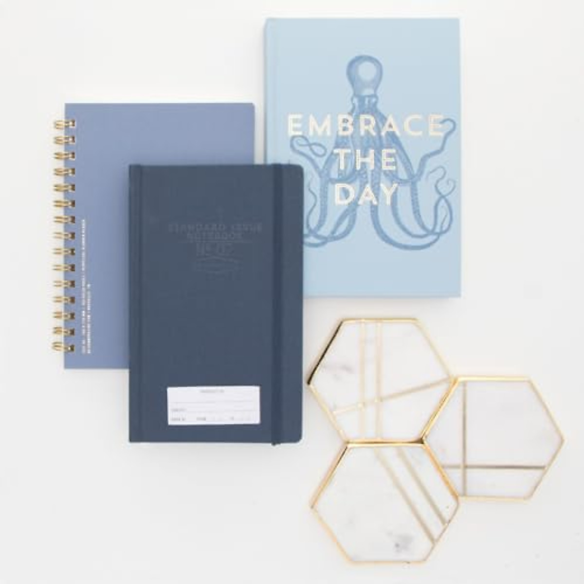 Designworks Ink Vintage Sass A5 Hardcover Notebook Journal, Design: Embrace The Day, Colour: Blue, 14.6cm x 21.6cm, JB86-1093EU. 240 Lined Pages. Soy Based Ink.