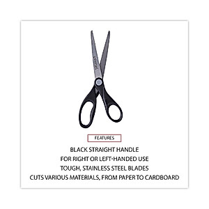 Universal 92008 Stainless Steel Office Scissors, 7" Long, Straight Handle, Black