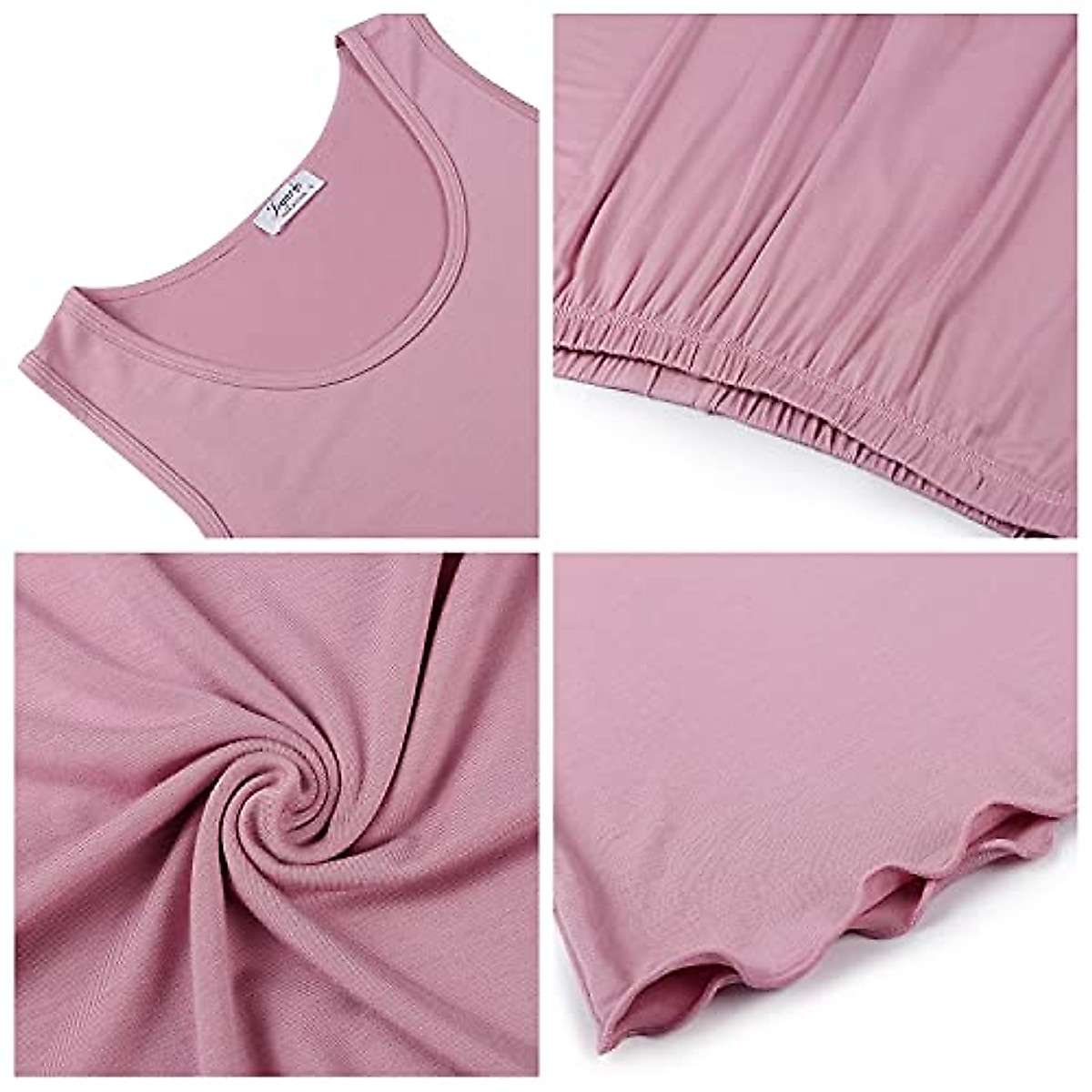 Joyaria Cooling Summer Pajama Set for Women Bamboo Viscose Pjs Jersey Knit(Dusty Rose,XL)