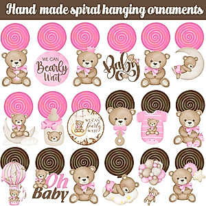 Bear Baby Shower Party Hanging Swirls We Can Bearly Wait Ceiling Streamers Bear Baby Shower Decorations 20Pcs We Can Bearly Wait Baby Shower Hanging Decorations for Girls Bear Birthday Party Supplies