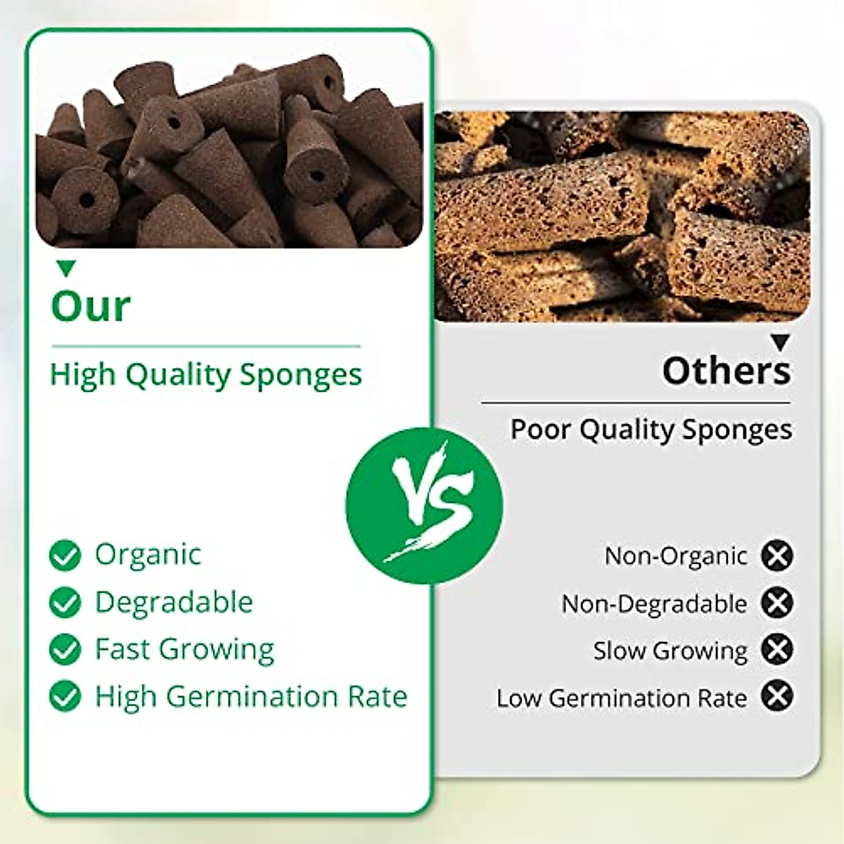 JustSmart 50 Pack Growth Sponges, Replacement Root Growth Sponges Seed Pods Compatible GS1 Series, Seedling Starter Sponges Kit for Hydroponic Growing System Indoor Garden