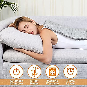 Heating Electric Pad for Back, Shoulders, Abdomen, Legs, Arms, Electric Fast Heat Pad with Heat Settings, Auto Shut Off (12" × 24'')
