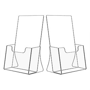 NIUBEE 2 Pack 8.5'' x 5.5'' Acrylic Bi-fold Brochure Holder,Clear Plastic Counter top Organizer