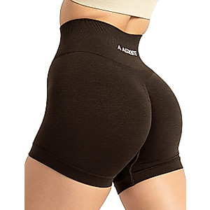 A AGROSTE Women 3.6" Intensify Workout Shorts with Pockets Seamless Scrunch Butt Lifting Gym Shorts High Waist Yoga Shorts