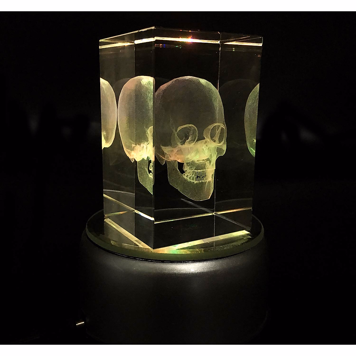 3D Human Skull Anatomical Anatomy Model Paperweight(Laser Etched) in Crystal Glass Cube Science Gift (No Included LED Base)(3.1x2x2 inch)