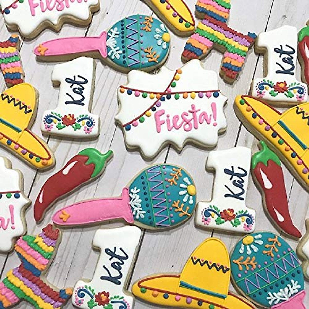 Fiesta Piñata Mexican Cinco de Mayo Cookie Cutter 9 Piece Set from The Cookie Cutter Shop - Sombrero, Maraca, Chili Pepper, Cactus, Guitar Cookie Cutters – Tin Plated Steel Cookie Cutters