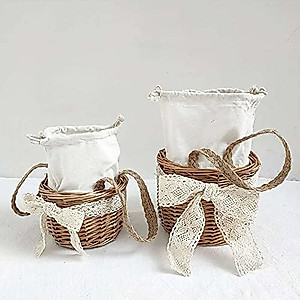 UXZDX Flower Stand Woven Bag Container Beautiful Material Rattan Handmade Wedding Waterproof Flower Storage Basket (Size : 13cm)