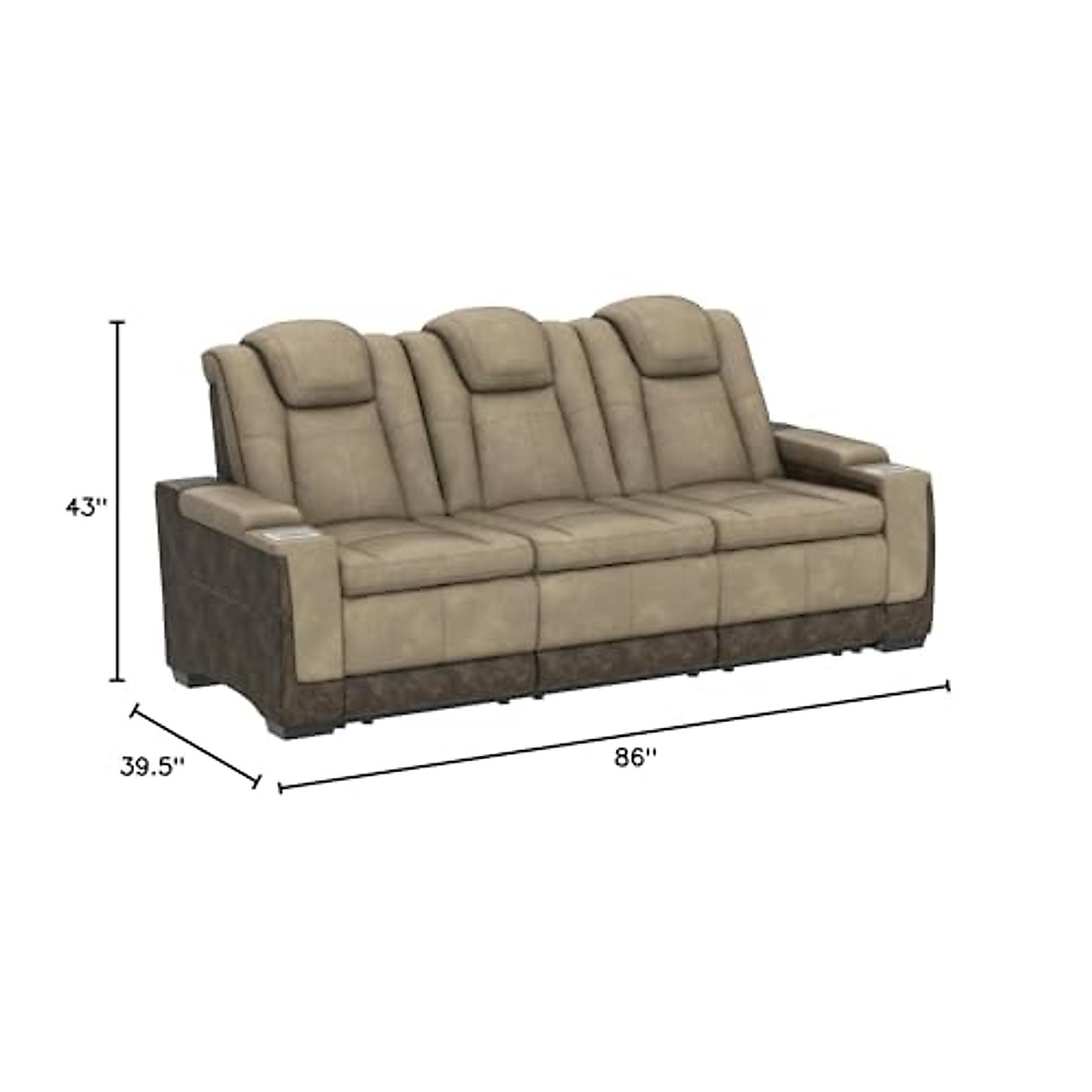 Signature Design by Ashley Next-Gen DuraPella Power Reclining Sofa with Adjustable Headrest, Sand