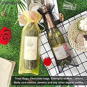 DIWNELEM 30 Pack Organza Wine Bottle Bags Organza Wine Gift Bags with Drawstring Wine Wrapping Bags for Birthday,Wedding,Baby Shower,Party Favors,Festivals,Decorations (Blue)