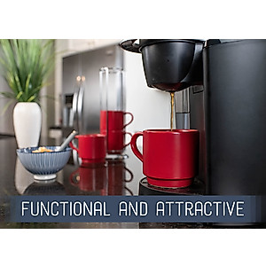 Nat & Jules Stacking Red 14 ounce Ceramic Stoneware Mugs With Stand Set of 4