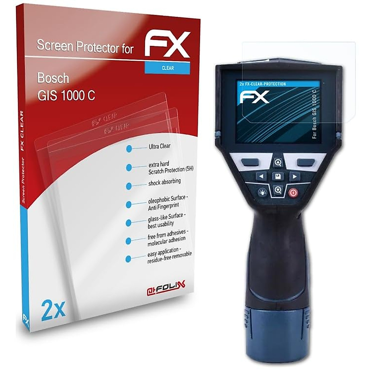 atFoliX Screen Protection Film compatible with Bosch GIS 1000 C Screen Protector, ultra-clear FX Protective Film (2X)