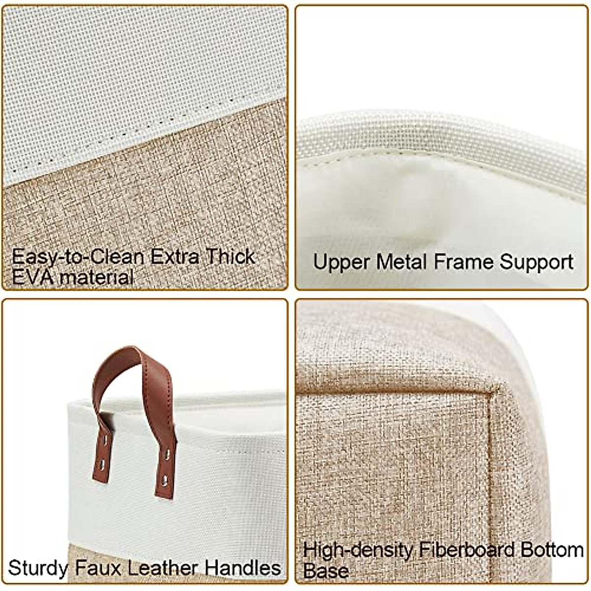 DECOMOMO Large Storage Baskets | Closet Storage Bins 17x12x13inch Canvas Baskets For Storage Laundry Nursery Toys Cloth Linen (Beige & White, XXL - 3 Pack)