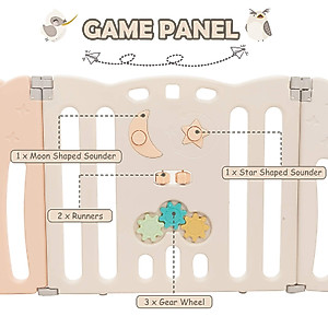 Costzon Foldable Baby Playpen Baby Fence with Lock Door, Rubber Pads & Anti-Slip Rubber Bases, Indoor Outdoor Safety with Adjustable Shape for Toddlers (14-Panel, Pink)