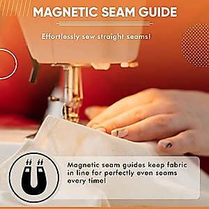 Magnetic Seam Guide for Sewing Machine, 2 pieces Sewing Machine Guide Magnets, Anti-Slip Grip - For Any Width Seam, Straight & Circle Line Tracks - Sewing Supplies for Beginners & Professionals