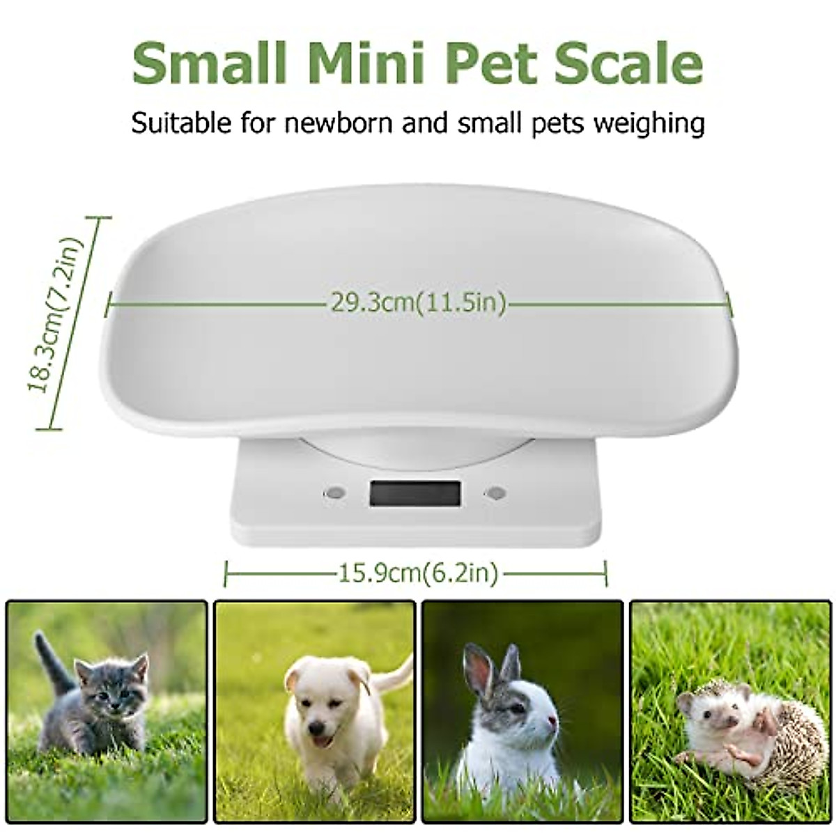 YTCYKJ Digital Pet Scale, Multi-Function LED Kitten Scale Digital Weight Accurately, Perfect for Puppy/Кitty/Hamster/Hedgehog/Food, Capacity up to 22 lb, Length 11inch